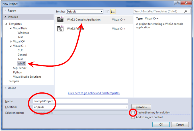 We are then shown a Win32 Application wizard which allows us to configure our new project. We ...